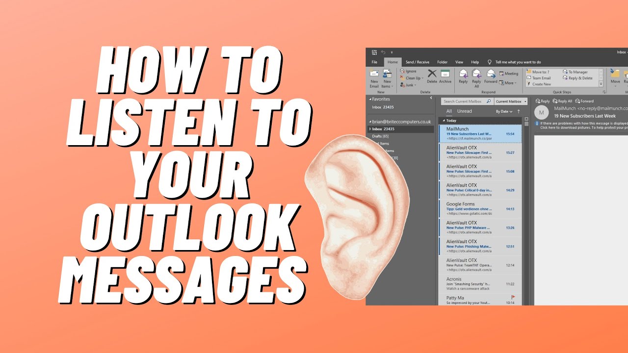 How to Listen to Your Outlook Messages - YouTube