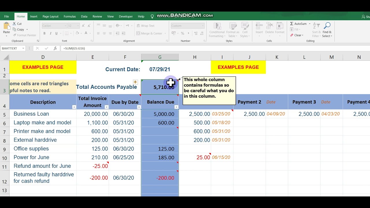 accounts Payable Ledger in Excel | how to create an account payable ...
