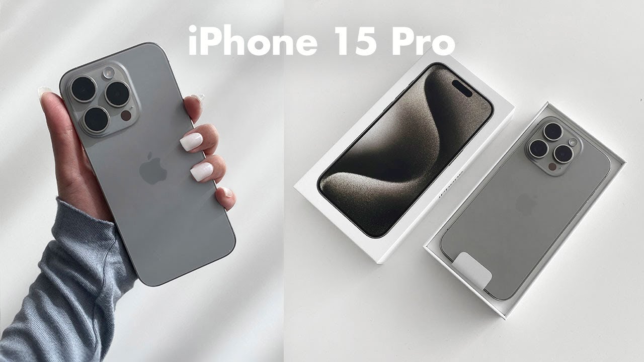 iPhone 15 Pro unboxing (Natural Titanium) Accessories Aesthetic - YouTube