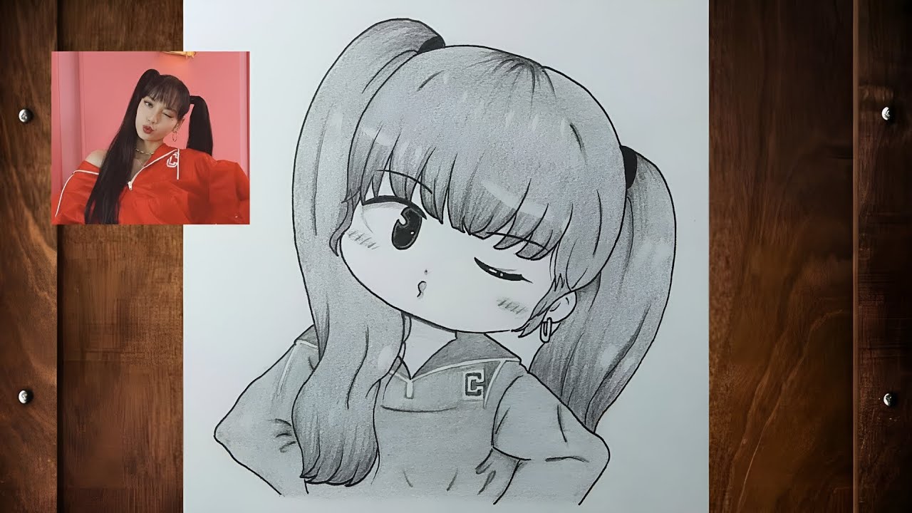 How to draw Lisa blackpink in anime || drawing sketch easy anime girl ...