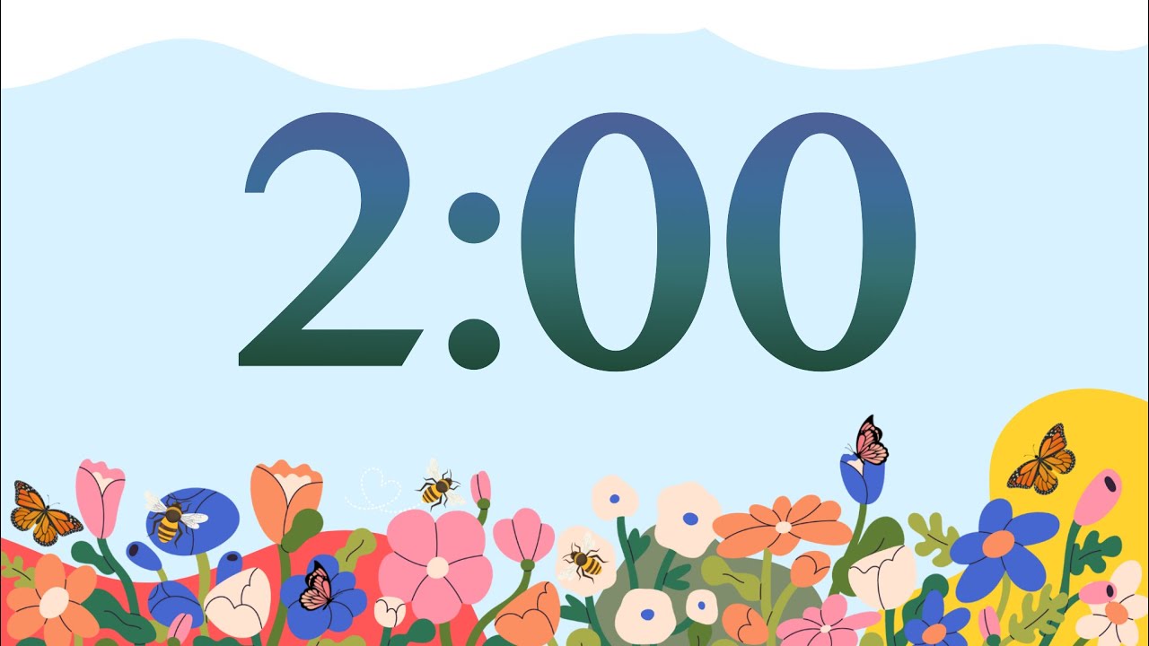 2 Minute Cute Spring Bees and Flowers Classroom Timer (No Music, Piano ...