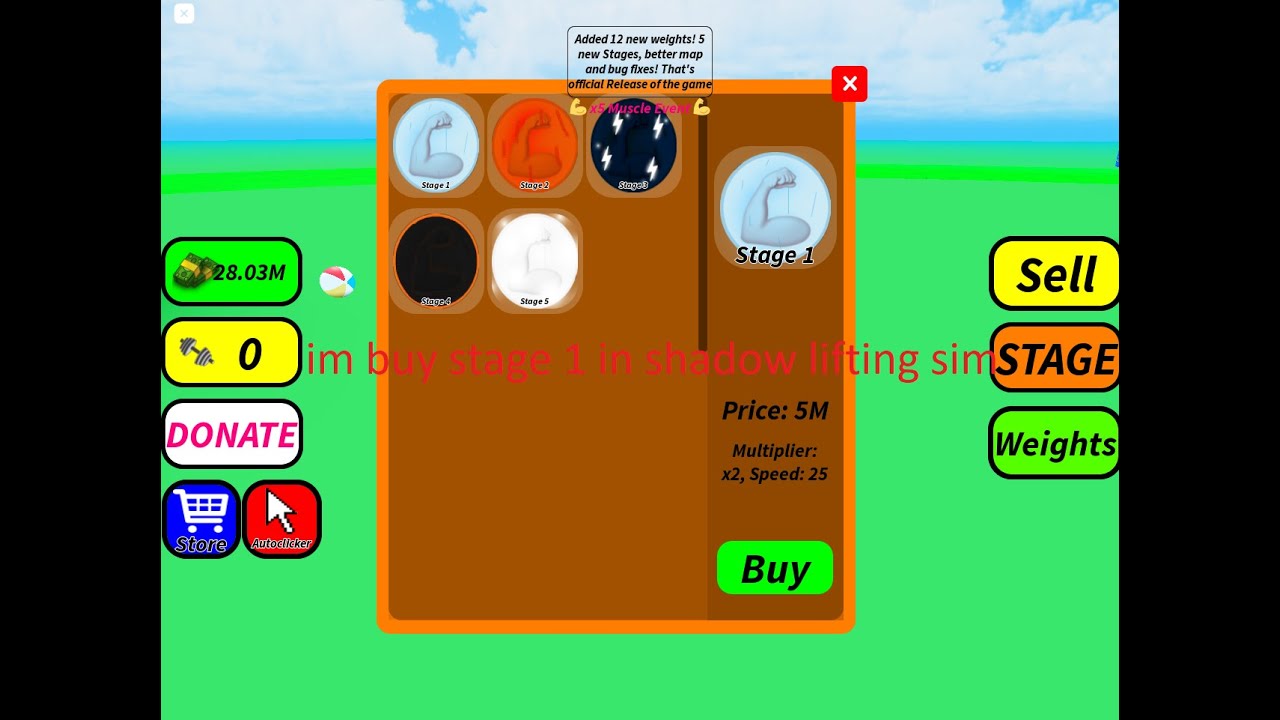im buy stage 1 in shadow lifting simulator #01 - YouTube
