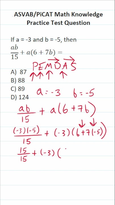 Evaluating Expressions: ASVAB/PiCAT Math Knowledge Practice Test Q # ...
