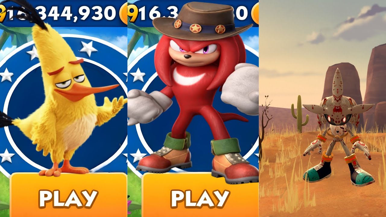 Sonic Dash - Chuck vs Series knuckles vs Animation Silver exe - All ...