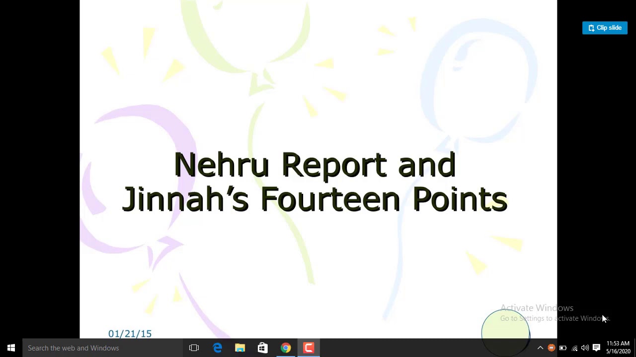 Nehru Report and Jinnah's Fourteen Points (pakistan studies lecture 14 ...