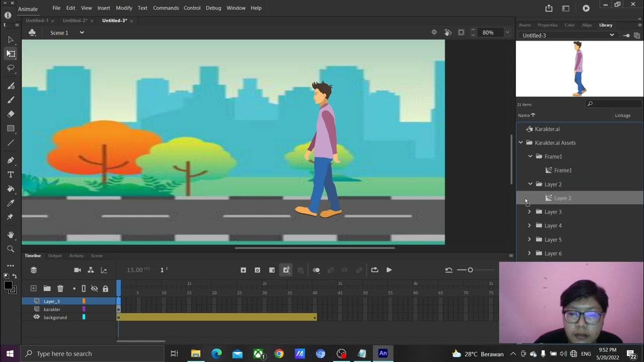 Tutorial Animasi Karakter Berjalan Menggunakan Adobe Animate - YouTube