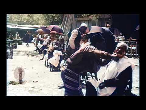 1915 - İstanbul Sokakları Ve Açık Hava Berberleri [Renkli]