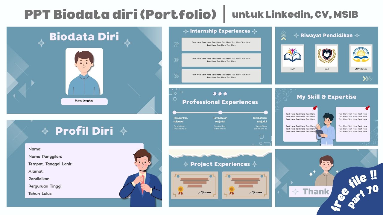 PPT Biodata Diri (perkenalan diri) | Portfolio untuk CV, Linkedin, MSIB [Versi Laki-laki]🎓👨🏻‍💼 ️ ...