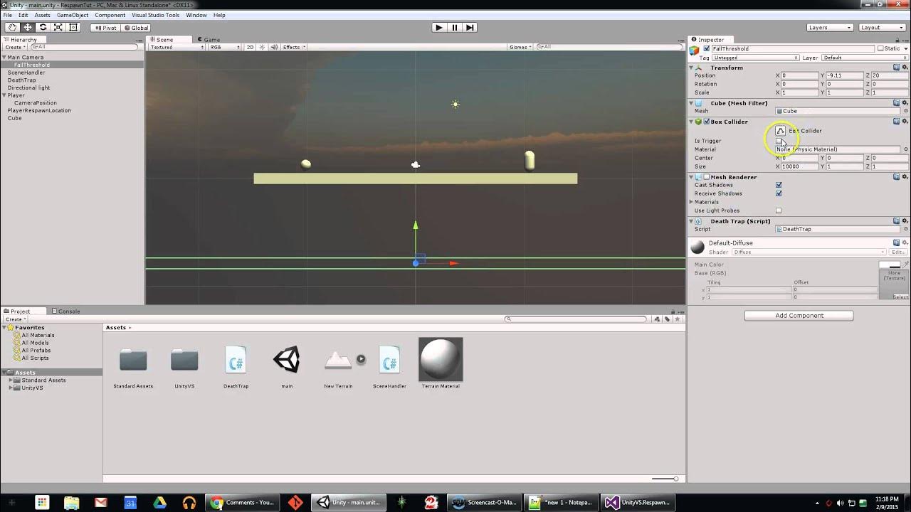 Unity3D: Respawning Part 2 (Fall to your death) - YouTube