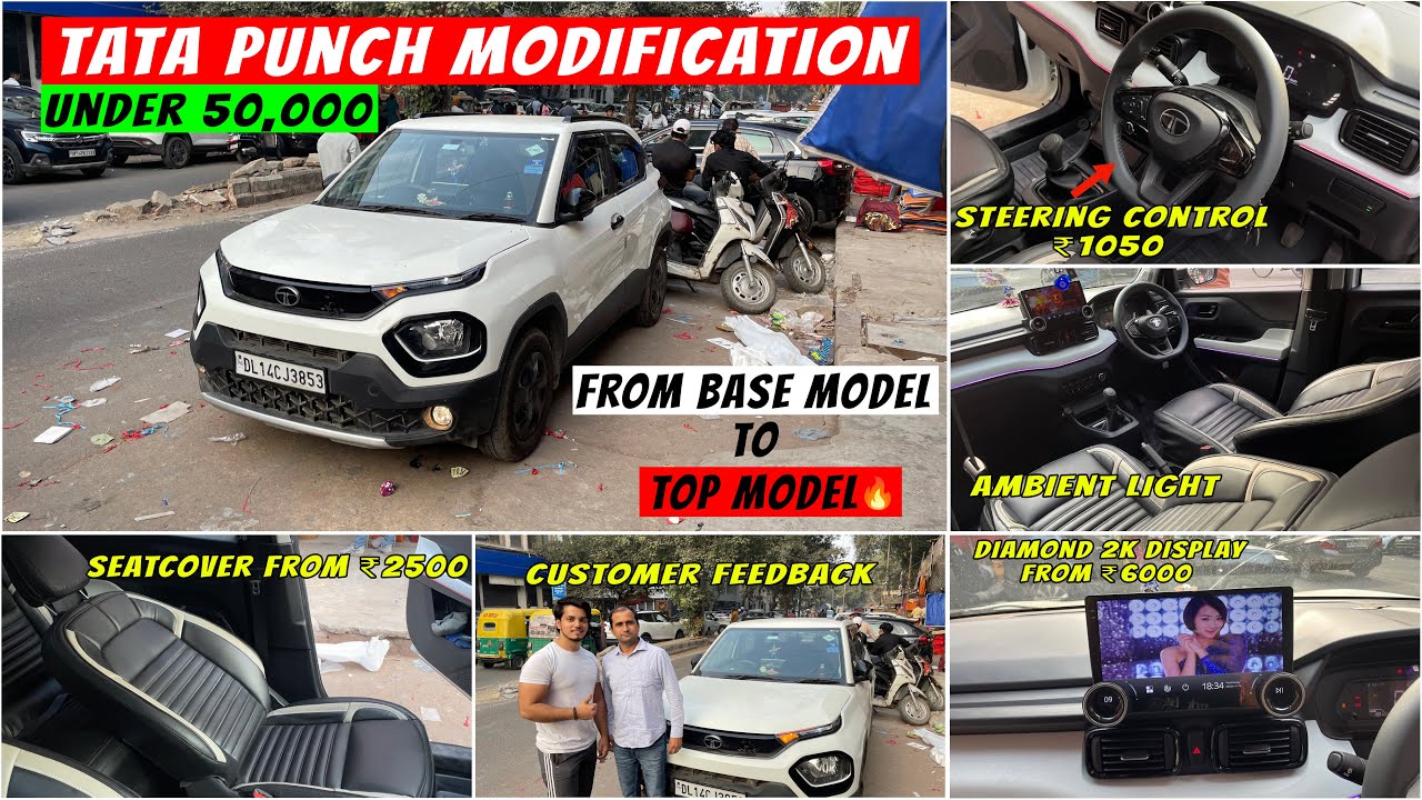 Tata Punch Pure Base to Top Modification New Tata Punch base model ...