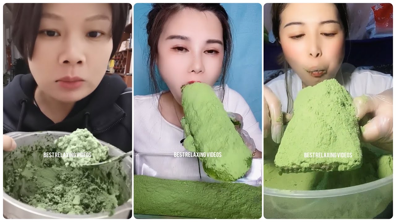 [ASMR] MATCHA PASTE EATING 💚🍵& HEAVY MATCHA POWDERED CRUNCHY ICE EATING ...