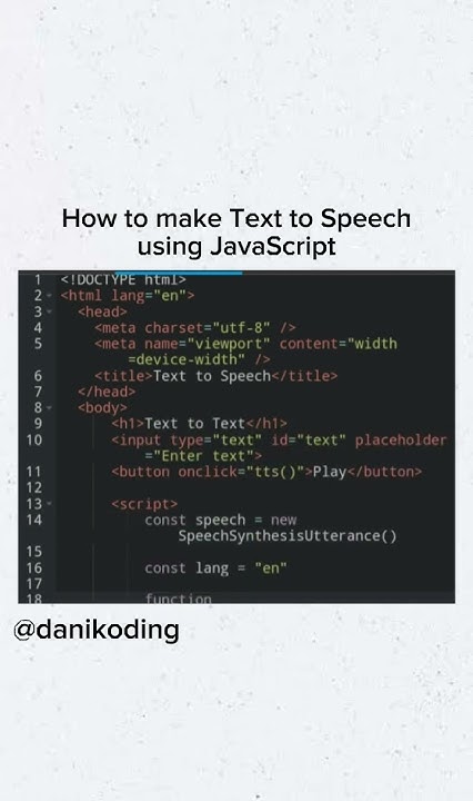 How To Make Text To Speech Using Javascript Programmer Programming Coding Html Css 5569
