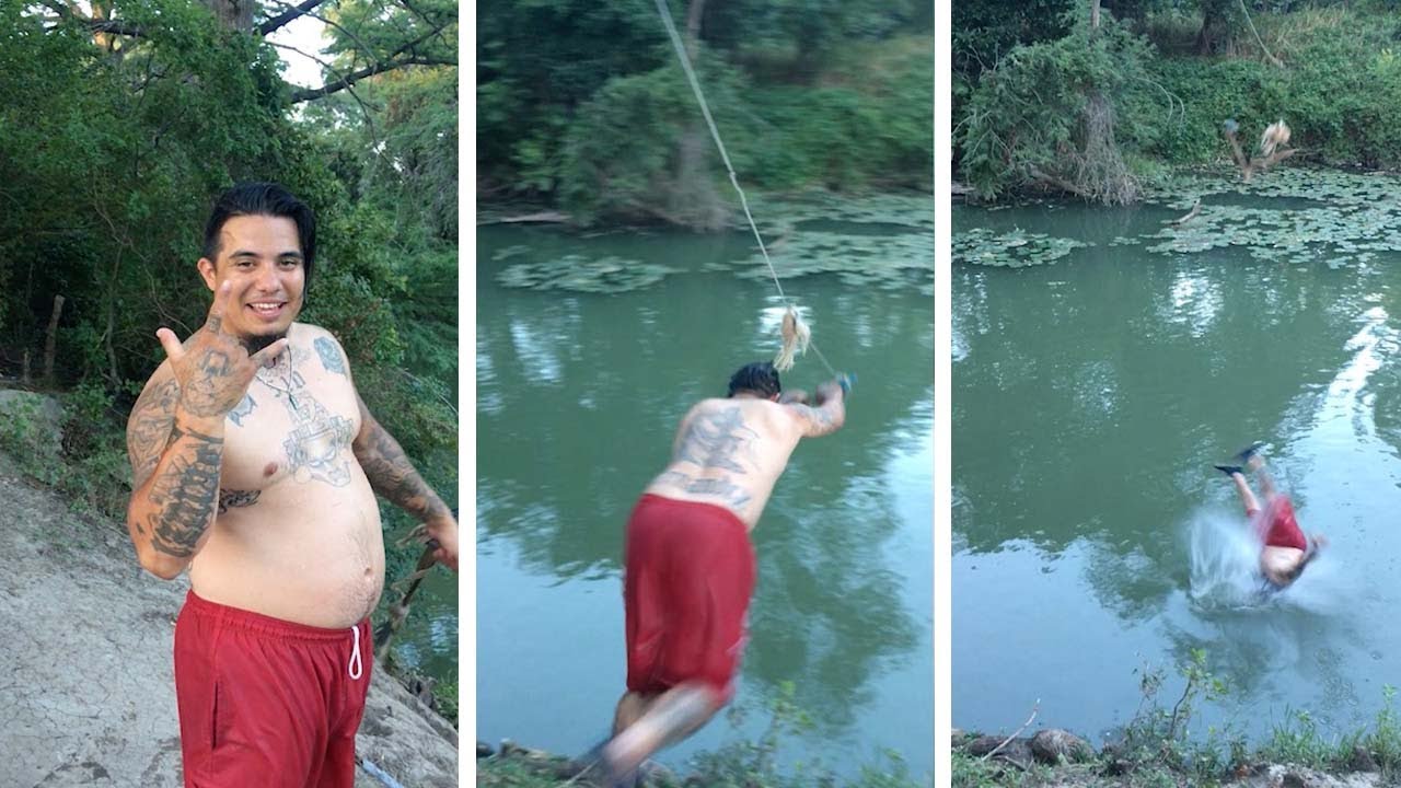 Hilarious Rope Swing Fail - YouTube