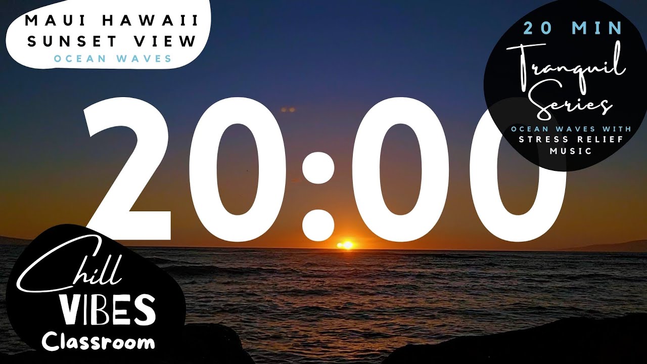 🌅 20-Minute SCENIC Timer | HAWAII SUNSET Ocean Waves Sounds with ...