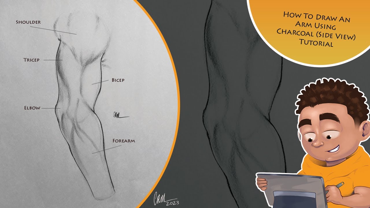 How To Draw The Arm Using Charcoal (Side View) Tutorial - YouTube