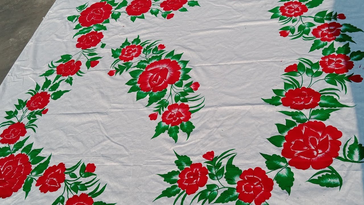 Gulab ka phool kaise paint kre ll beutiful bedsheet design complete ...