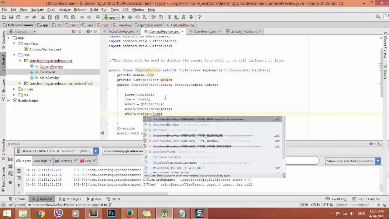 Qr Code Scanning Using Zbar In Android 3 Youtube 9130