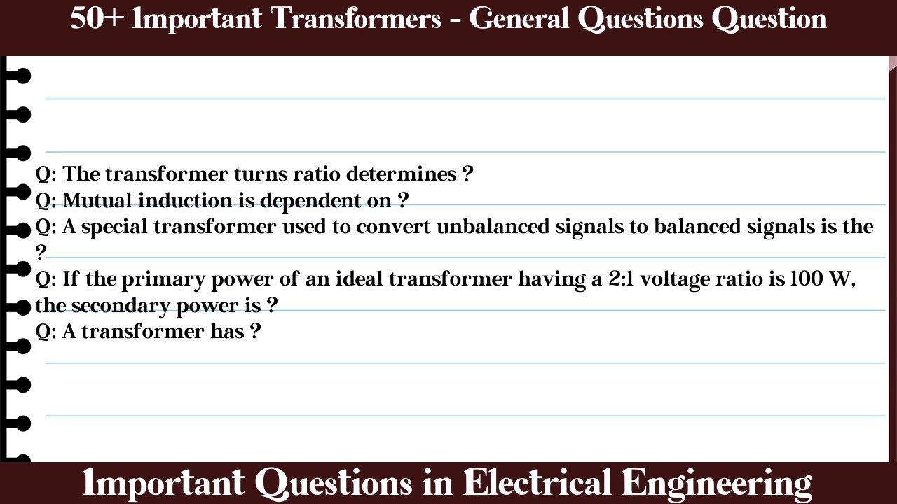 MCQ Questions Transformers - General Questions with Answers - YouTube