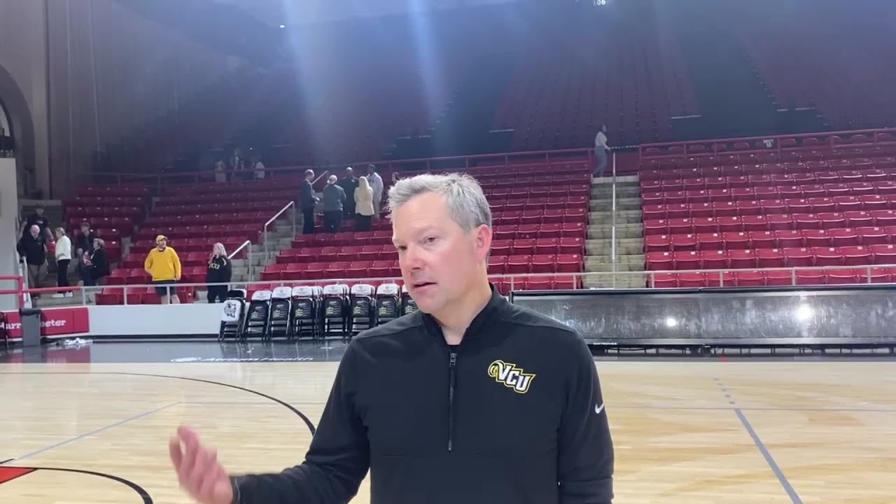 VCU basketball coach Ryan Odom after 63-58 win at Davidson on January ...