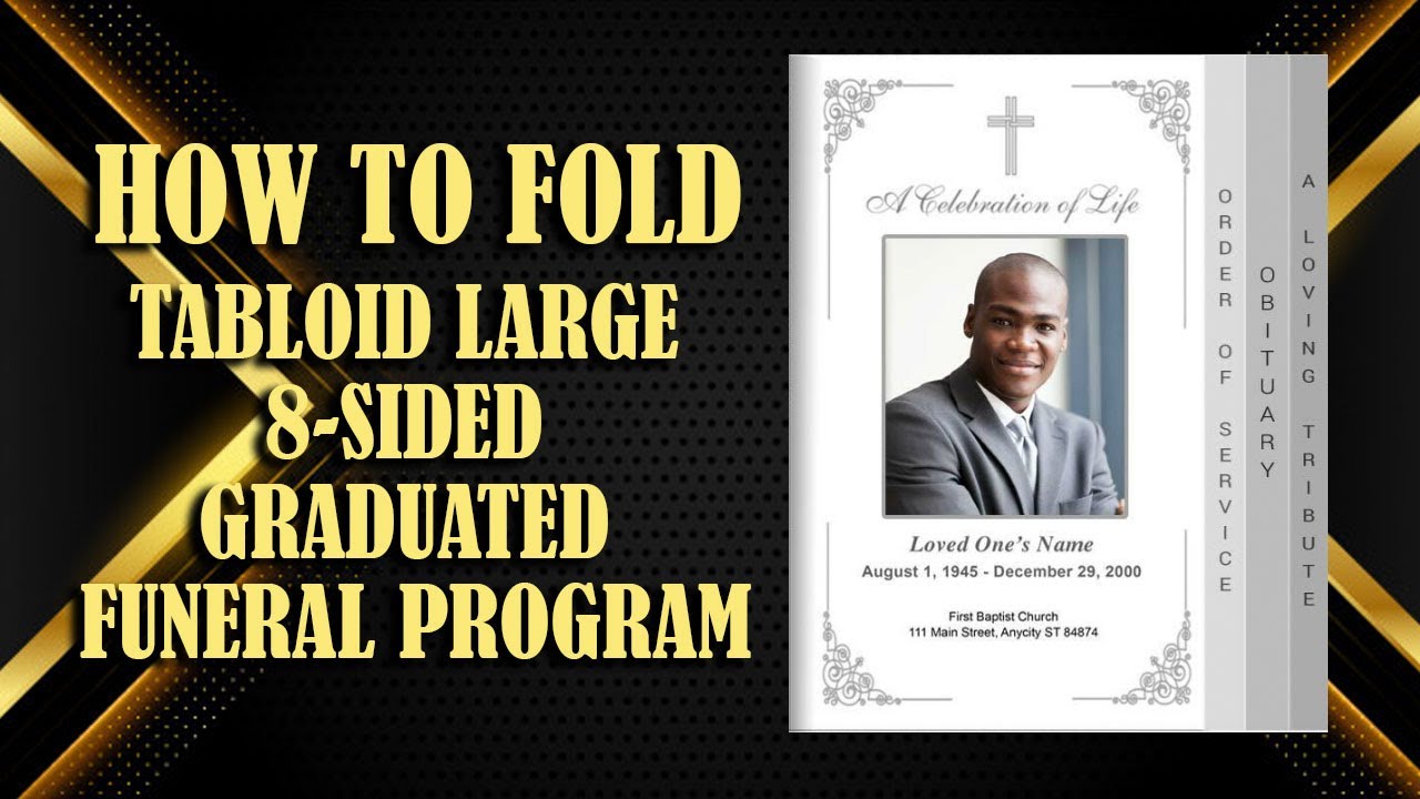 How To Fold 8 Sided Large Tabloid Size Graduated Funeral Program - YouTube