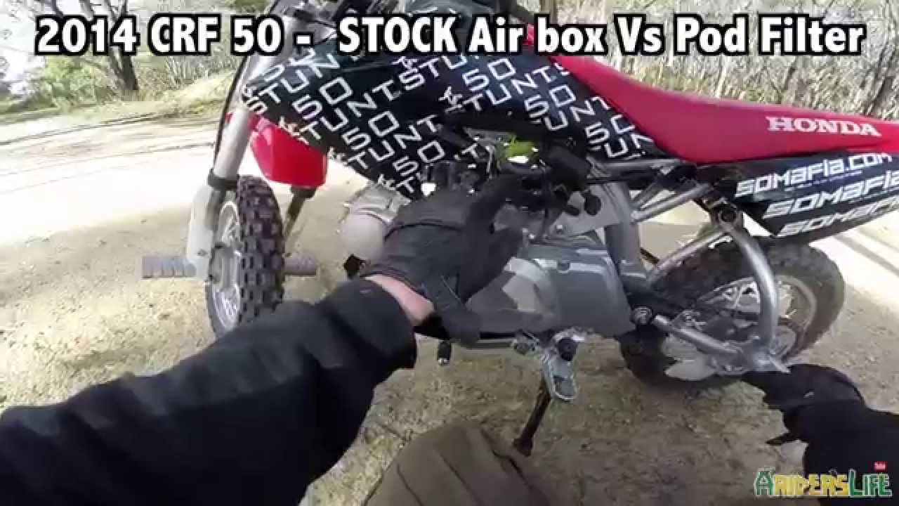 Crf50 Stock Air box vs Pod filter performance difference - YouTube