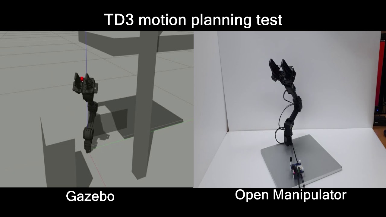TD3 path planning - gazebo, open manipulator - YouTube