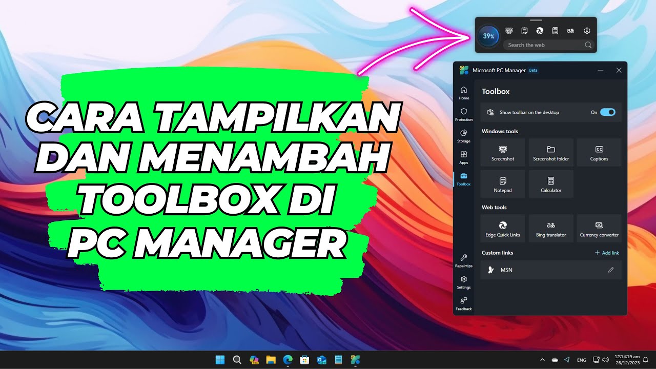 Cara Tampilkan dan Menambah Toolbox di Microsoft PC Manager - YouTube