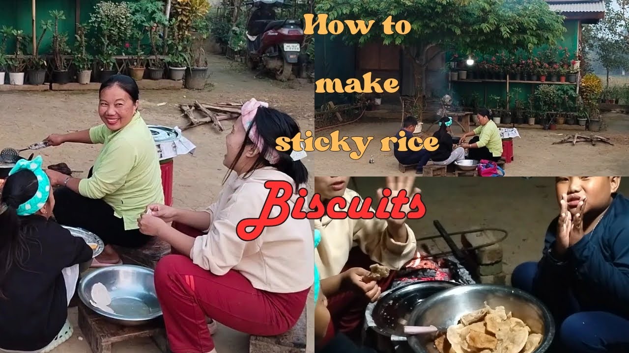 How to make Naga traditional sticky rice biscuits 🍘🤤 fun time with my ...