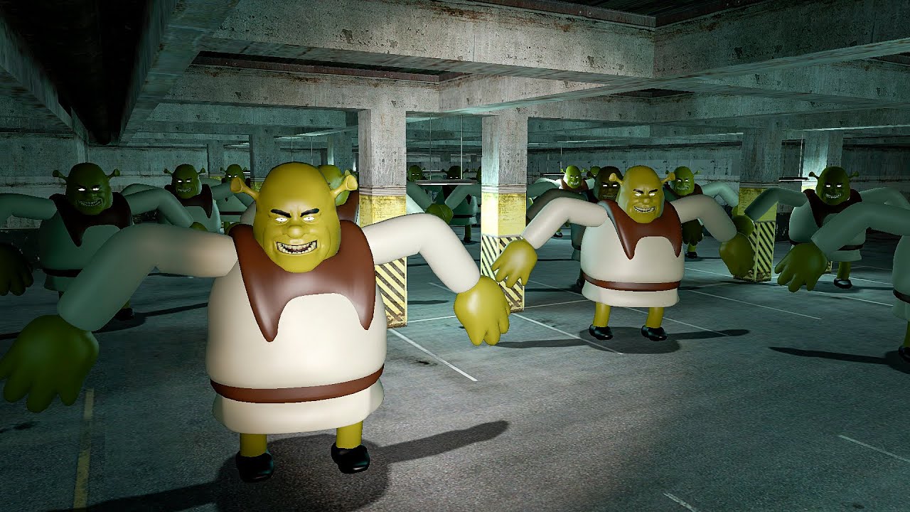 MEGA ARMY 3D FUNNY SHREK IN UNDEGROUND PARKING TRYING TO CATCH ME - YouTube