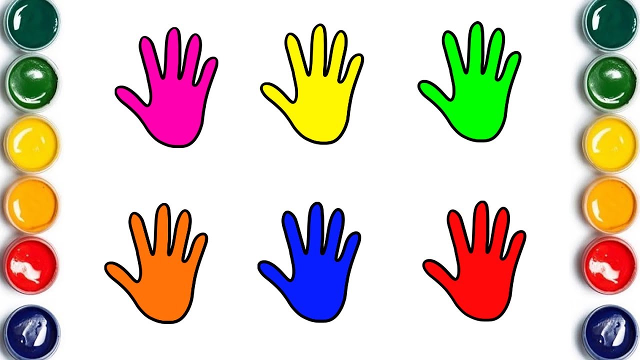 Learn Colors and Numbers for Kids | Hands Coloring Pages for Children ...