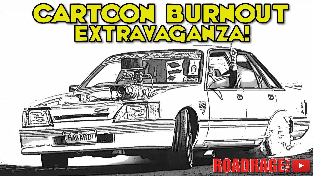 Cartoon Muscle Car Burnouts