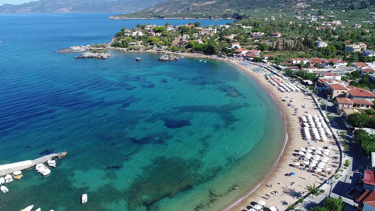 Stoupa, Greece and Kalogria beach Tour in HD Drone Video - YouTube
