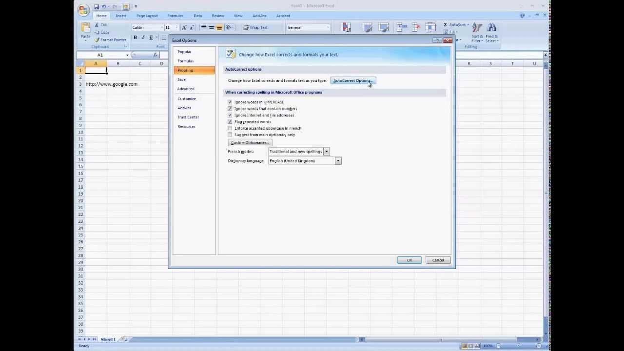 Excel 2007 How To Turn Off Auto Hyperlink YouTube Excel 2007 How To Turn Off Auto Hyperlink YouTube