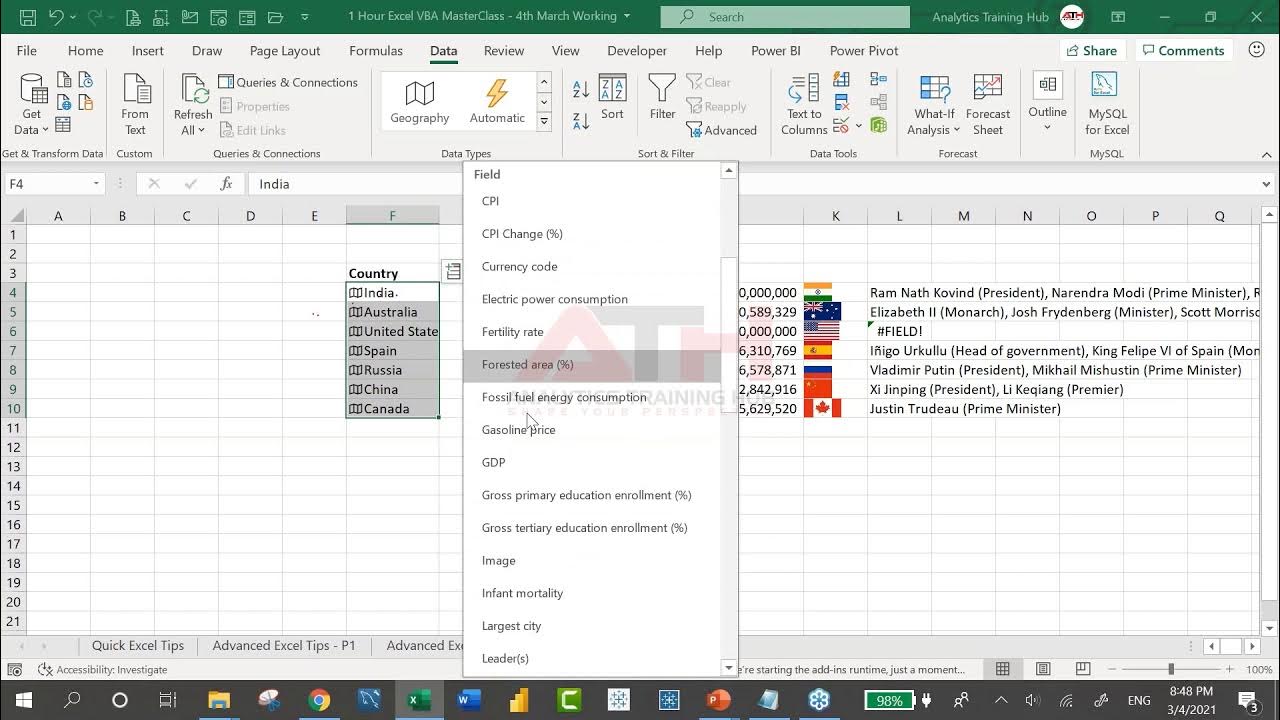 Advanced Ms-Excel & VBA Masterclass By Analytics Training Hub (4th March 2021) - YouTube