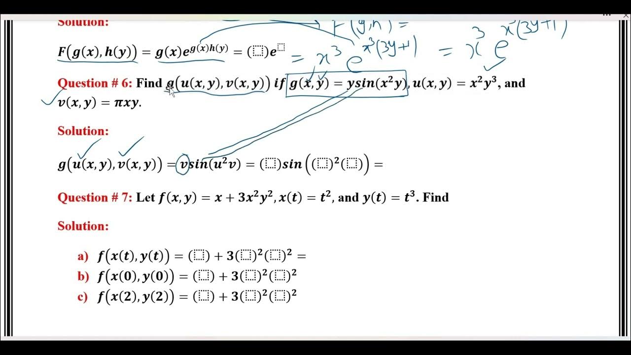 Calculus 1 Ex # 13.1 Q # 6 Partial Derivatives: Functions of two variables - YouTube