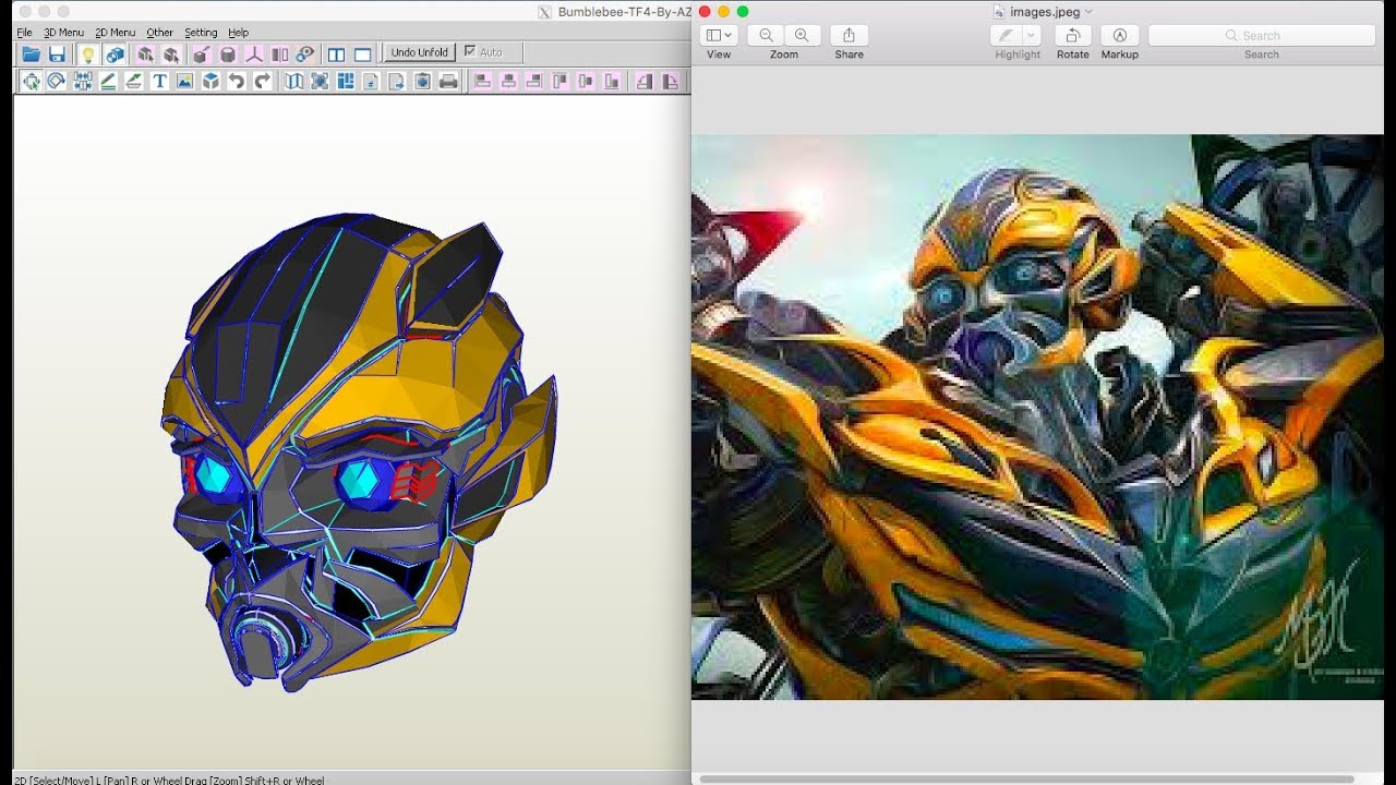 TF AOE Bumblebee Head Cardstock Pepakura Files - YouTube