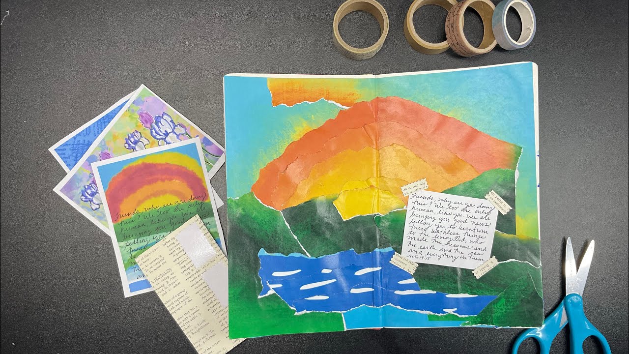 Sunset on River Journal Project Acts 14 v15 Collage Journal Workshop ...