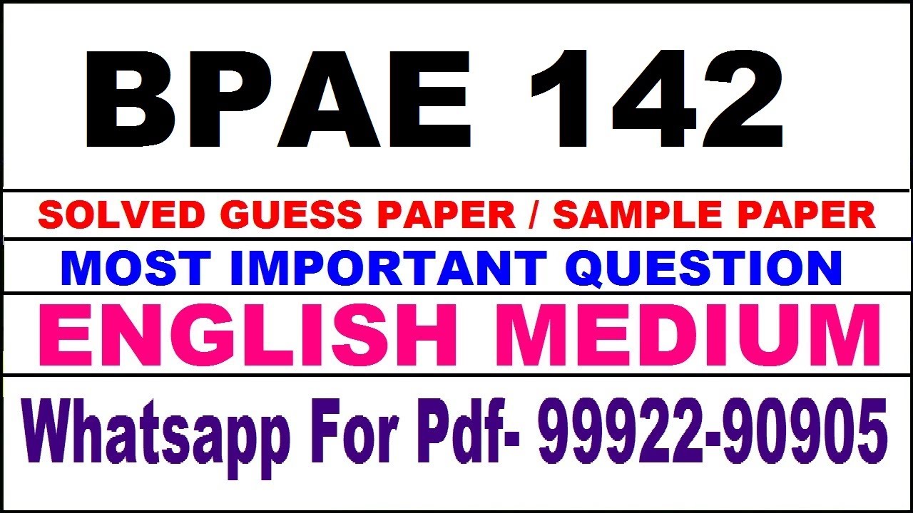 bpae 142 important questions | bpae 142 previous year question paper ...