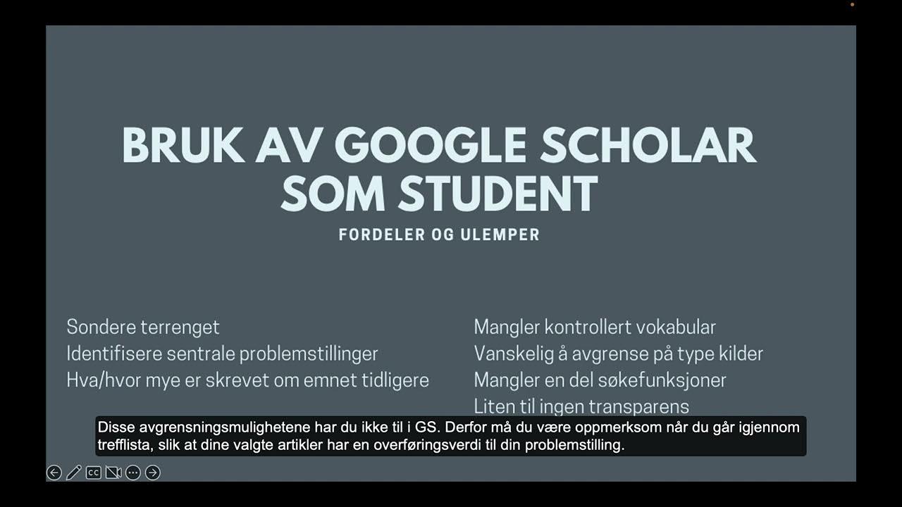 Introduksjon til Google Scholar (tekstet) - YouTube