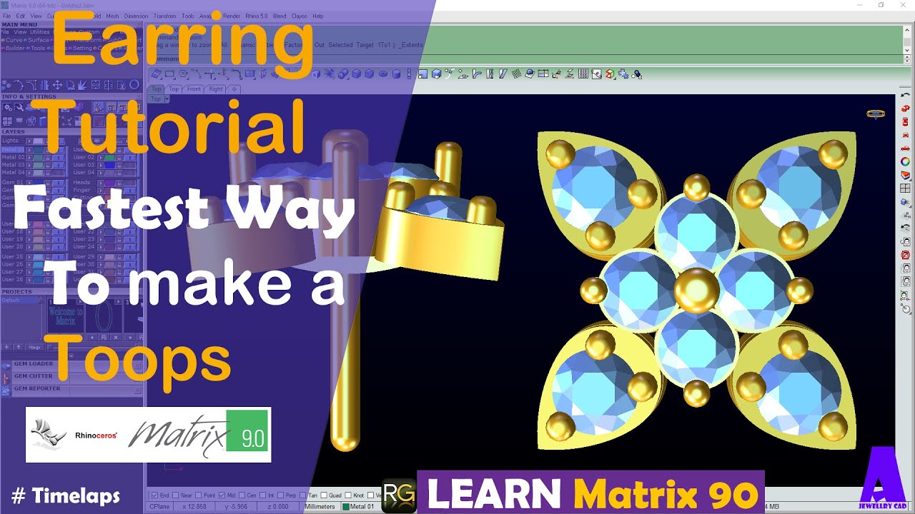 Earrings Tutorial in Matrix | Tops Tutorial in Rhino | Jewelry CAD ...