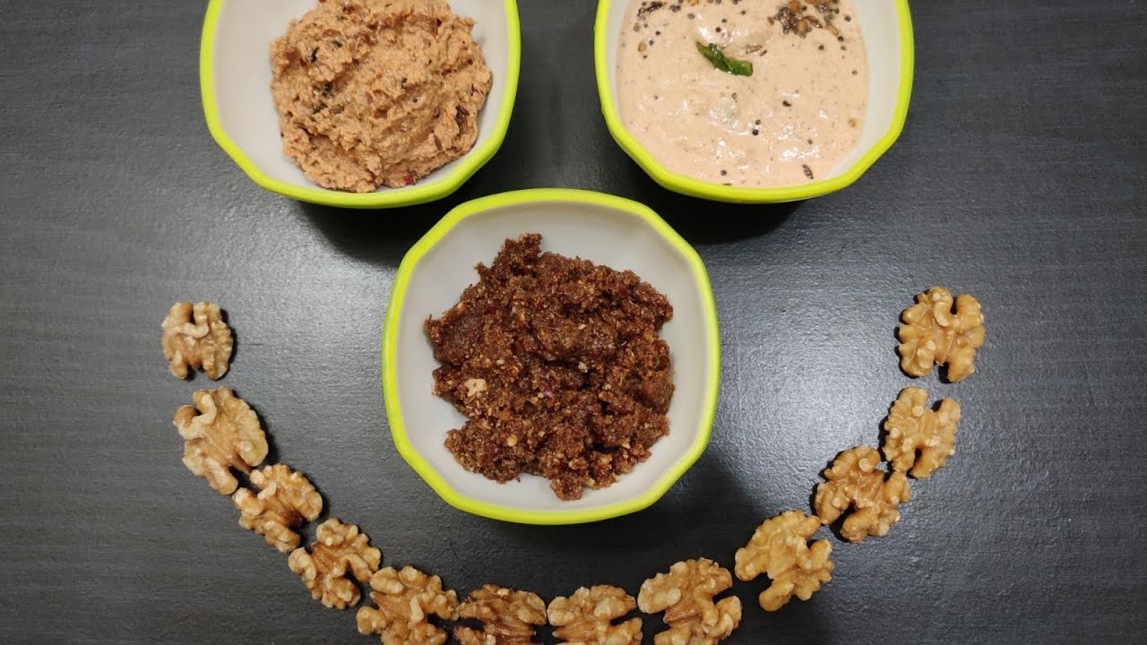 Walnut Chutney recipe - 3 ways/with oil & no oil chutney/easy quick ...