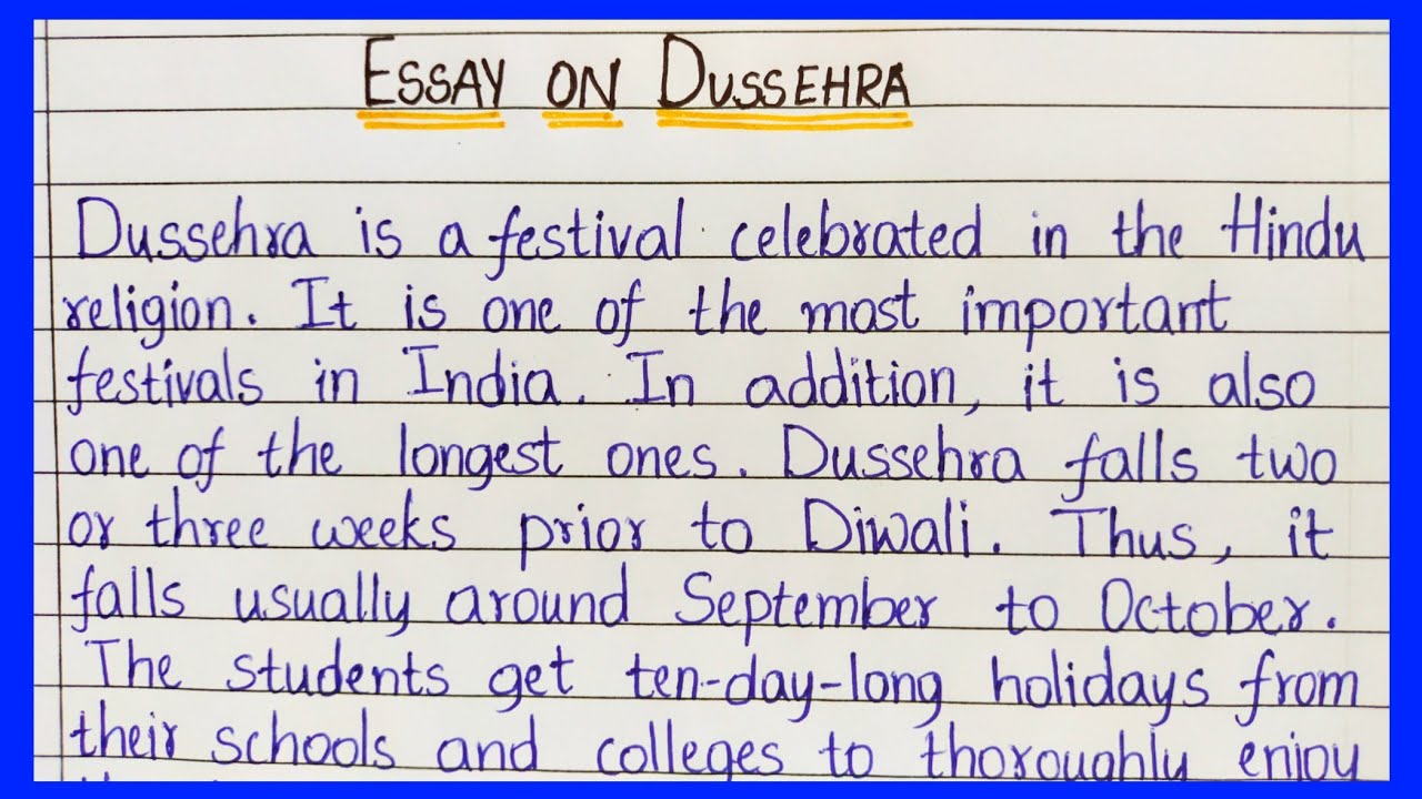 Essay on Dussehra Festival 2021 || @EssentialEssayWriting || Dasara ...