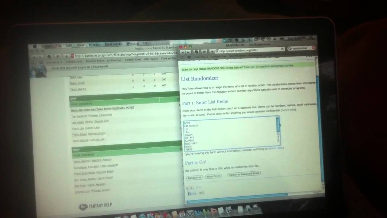 2012 fantasy football randomizer draft order - YouTube