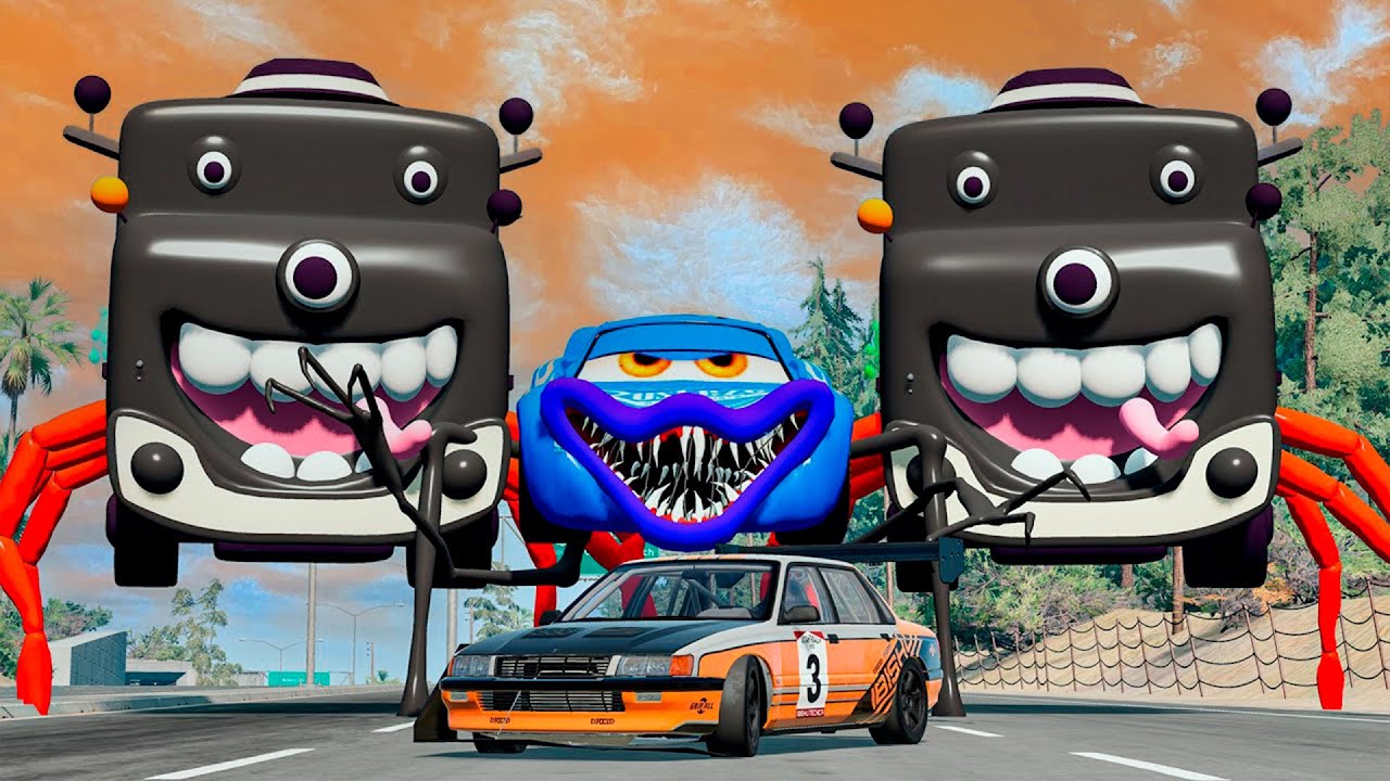 Cars Obstacle Course with MONSTERS - MCQUEENMINIONS & NEW BOXY BOO ...