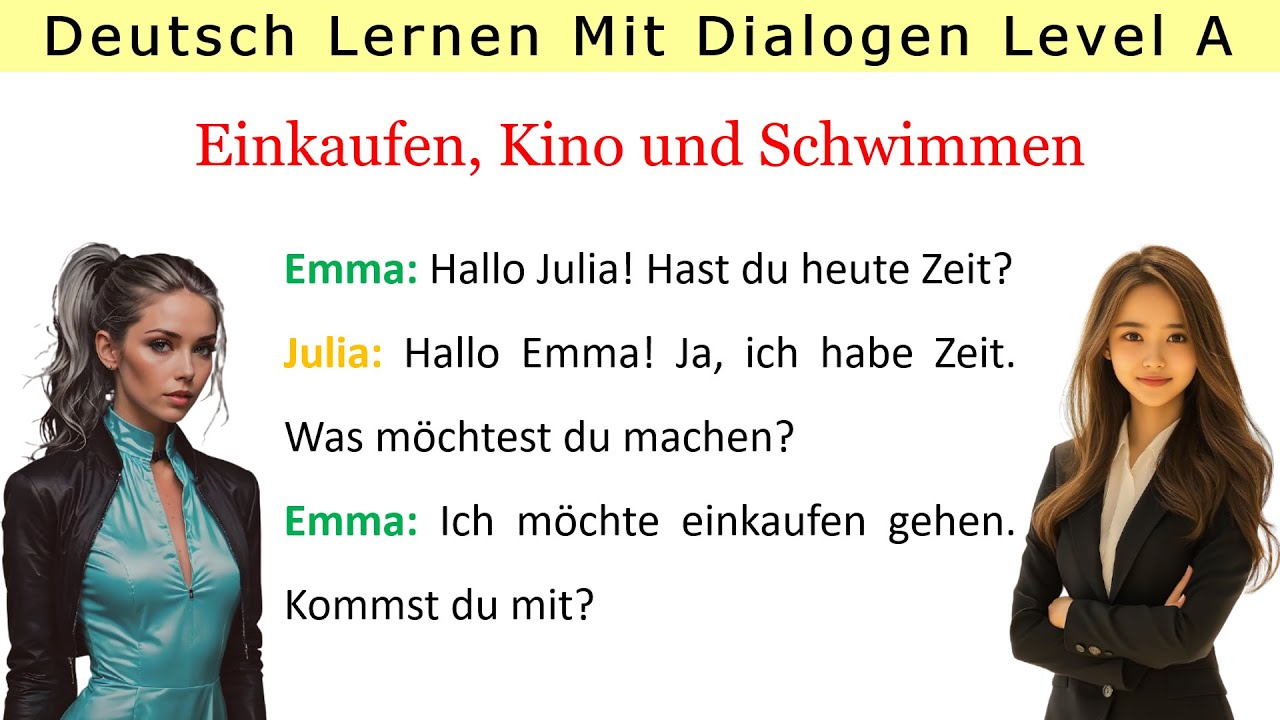 Deutsch lernen mit Emma und Julia - Shopping Dialog für Anfänger! - YouTube