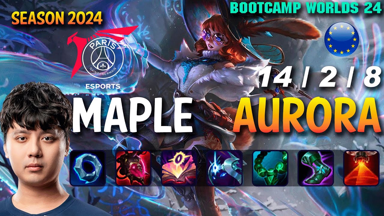 PSG Maple AURORA vs LEBLANC Mid - Patch 14.18 EUW Ranked Bootcamp WORLDS 2024 | lolrec - YouTube