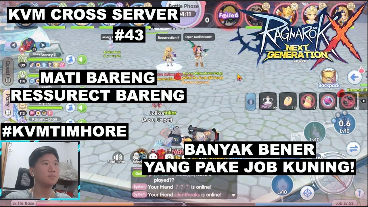 KVM TIM HORE #43 CROSS SERVER! PERTARUNGAN SENGIT + SERU! RAGNAROK X ...