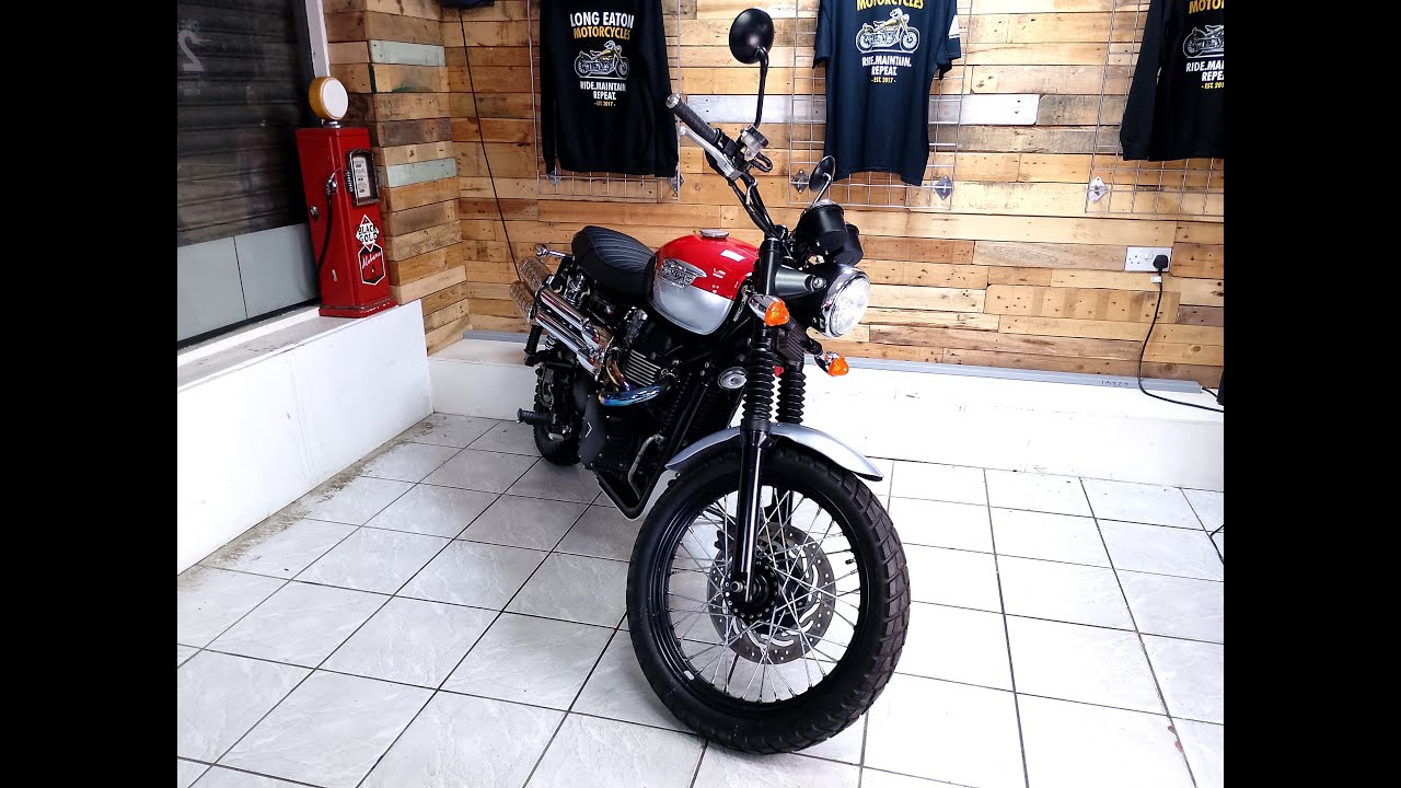 2015 Triumph Scrambler 865 For Sale at Long Eaton Motorcycles - YouTube