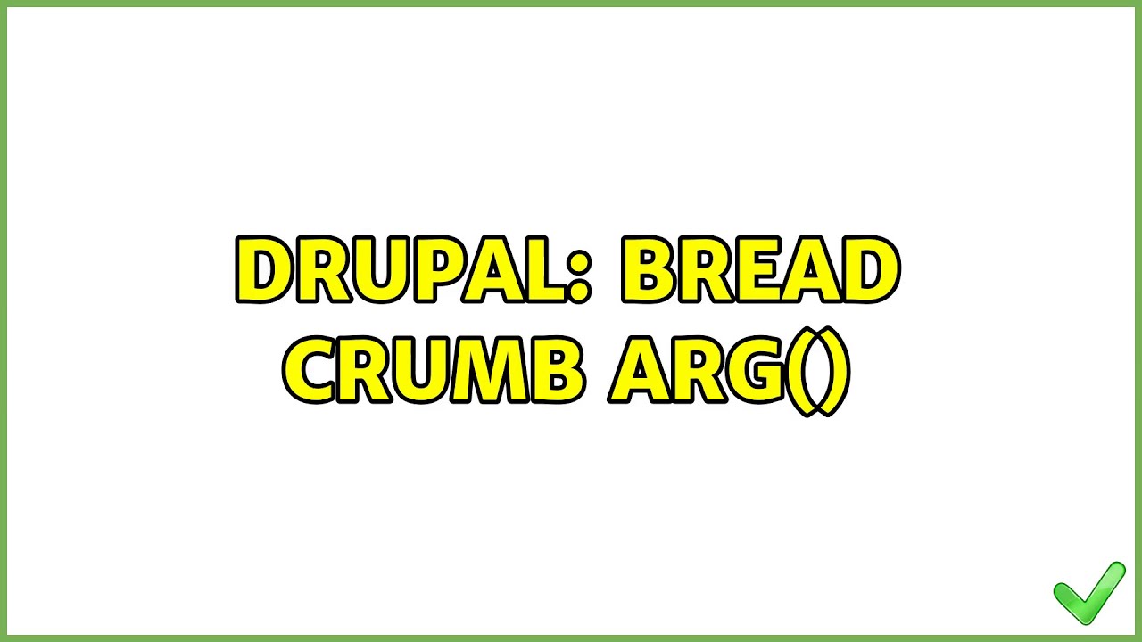 Drupal: bread crumb arg() - YouTube
