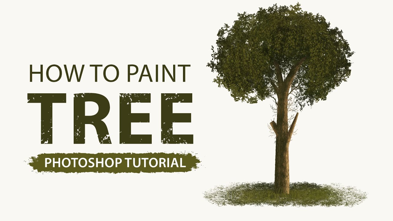 How to Paint a tree with Foliage Brushes - Photoshop Tutorial - YouTube